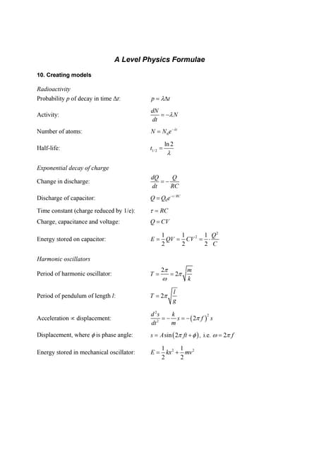 O level physics formula sheet | PDF