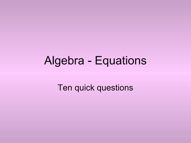 Equations | Ppt
