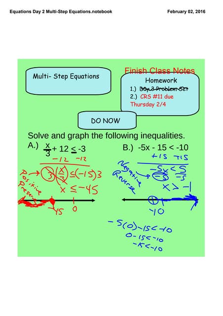 Day 3 multi step equations stations | PDF