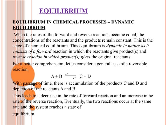 Chemistryppt chemical equilibrium | PPTX