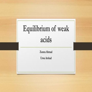Equilibrium of weak acids | PPTX