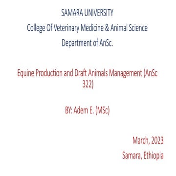 Equine Production and Draft Animal management | PPTX