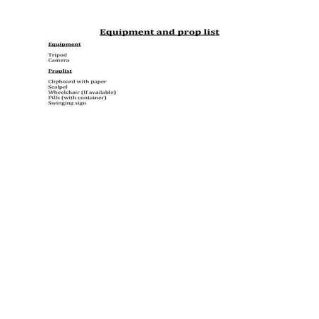 Equipment and prop list | DOCX