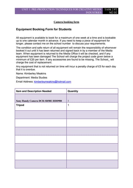 Media shooting script template | DOCX