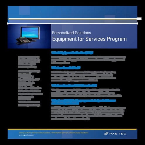 PAETEC\'s Equipment For Services Program | PDF