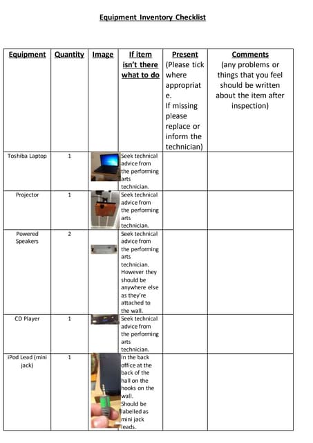 Equipment inventory | PDF