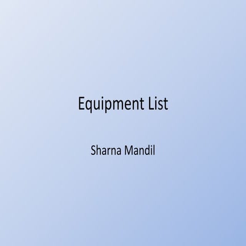 Equipment planning | PPTX