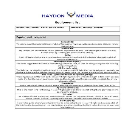 Equipment list | PDF