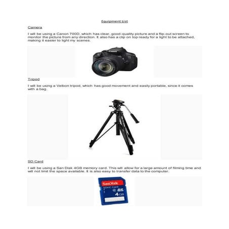 Equipment list | DOCX