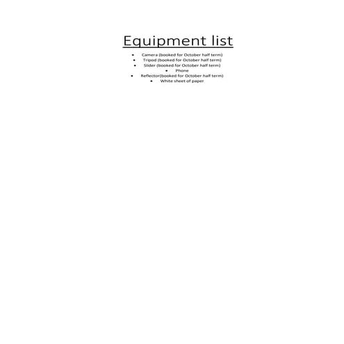 Equipment list | PDF