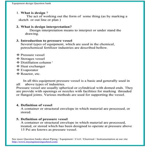 Equipment question bank | DOC