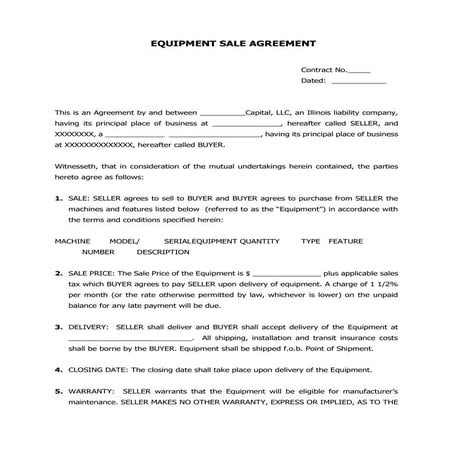 EQUIPMENT SALE AGREEMENT | PDF