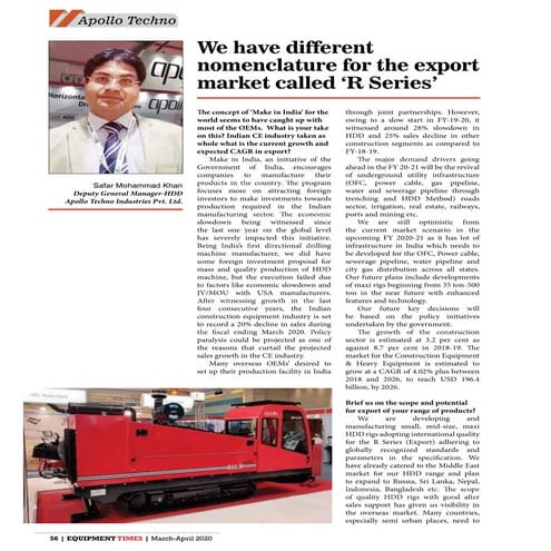 Equipment Times March 2020.Apollo has special focus for the Export ...