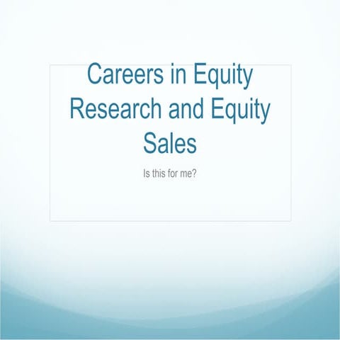 Equity Research & Sales | PPT