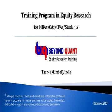 Equity Research Training Program by BQERT | PDF