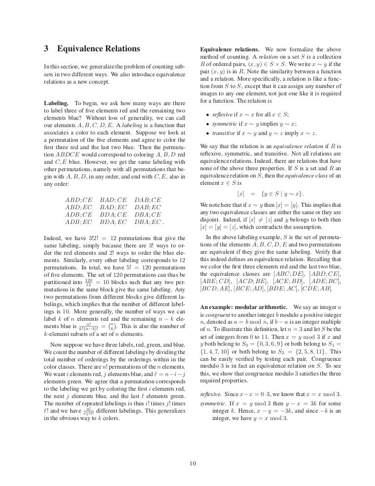 Equivalence relations