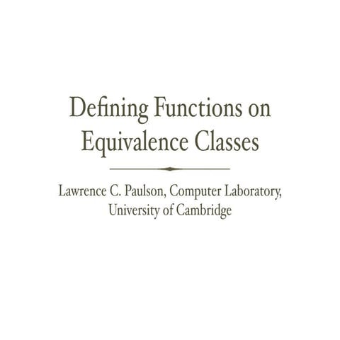 Defining Functions on Equivalence Classes | PDF