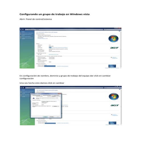 Practica configuracion grupo trabajo | DOCX | Computing | Technology & Computing