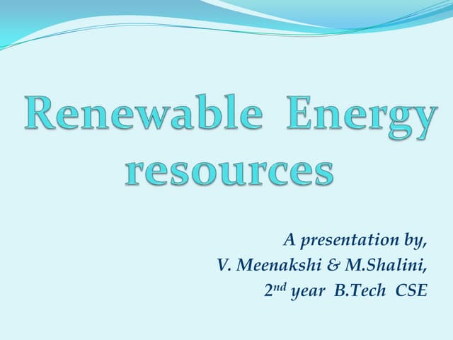 Presentation renewable energy resources | PPTX