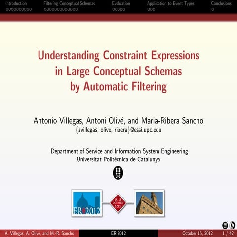 Understanding Constraint Expressions in Large Conceptual Schemas by Automatic Filtering | PPT