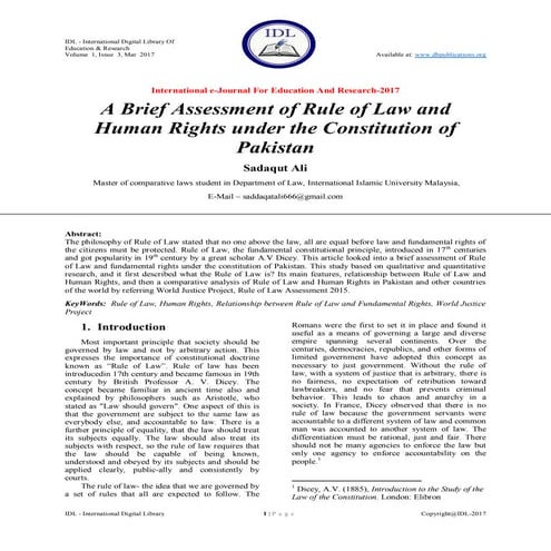 A Brief Assessment of Rule of Law and Human Rights under the ...