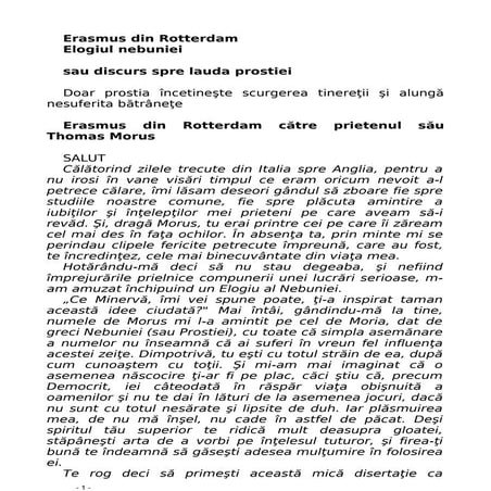 Erasmus din Rotterdam - Elogiul nebuniei | PDF
