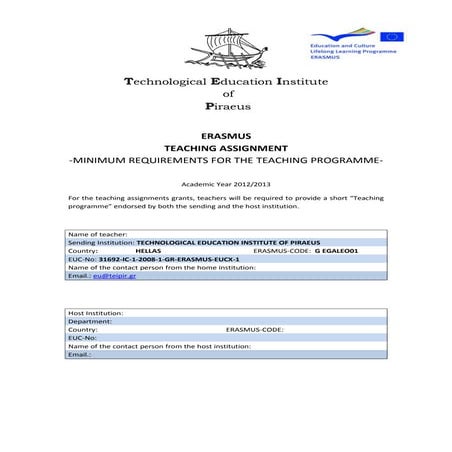 Erasmus teaching assignment | DOC
