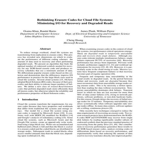 Erasure Codes Fast 2012 Pdf