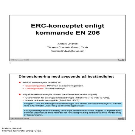 ERC-konceptet enligt kommande EN 206 - Anders Lindvall, Thomas Concrete ...