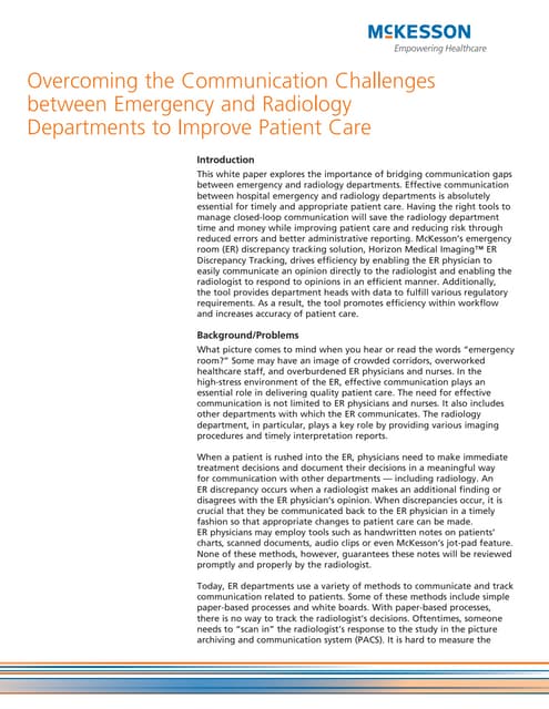 Integrates McKesson PACS with Nuance Voice to Reduce Report TATs and