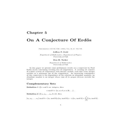 On a Conjecture of Erdös | PDF