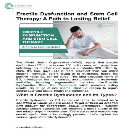 Understanding Erectile Dysfunction and Its Promising Stem Cell Treatments | PDF