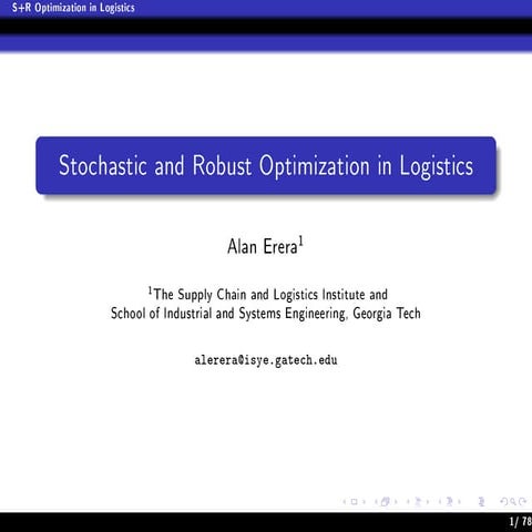 Stochastic and Robust Optimization in Logistics | PDF
