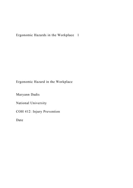 ERGONOMICS Assignment Final | PDF