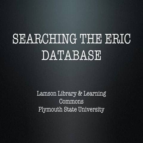 Eric Online Tutorial 0806 | PPT | Search | Internet