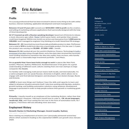 Eric Azizian Resume (November 18th, 2020) | PDF