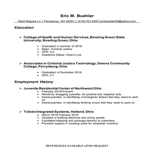 Eric buehler resume 2 | DOCX