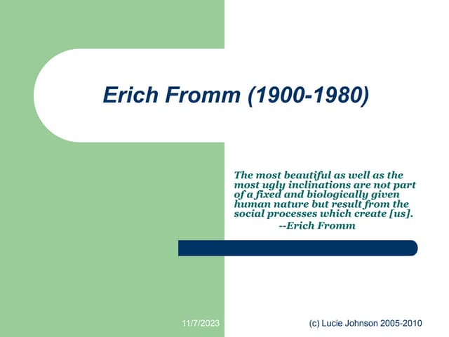 Erich fromm humanistic psychoanalysis | PPTX