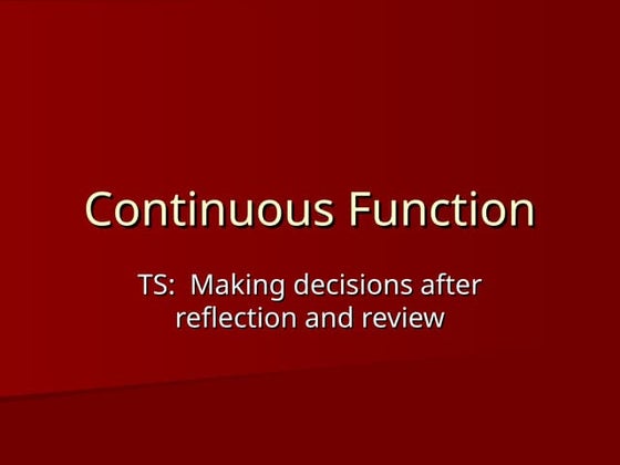 Continuity of a Function | PPT