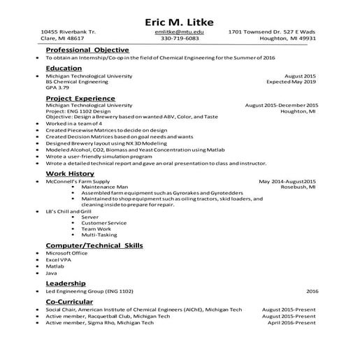 Eric M Llitke resume | PDF