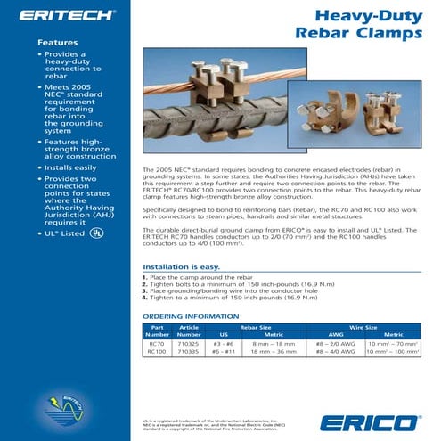 Erico Rebar Clamps | PDF