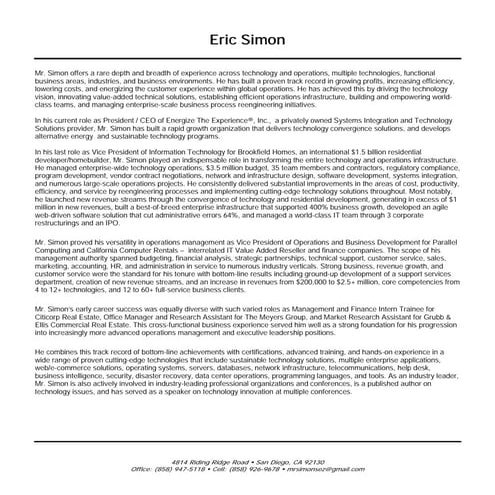 Eric Simon Bio | PDF