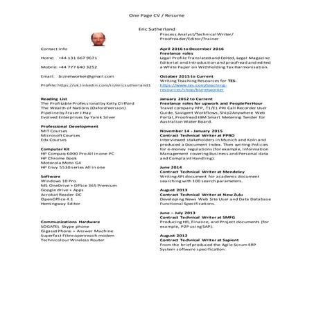 Eric sutherland 1 page cv tech writer | DOCX