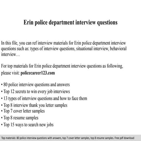 Erin police department interview questions | PPT