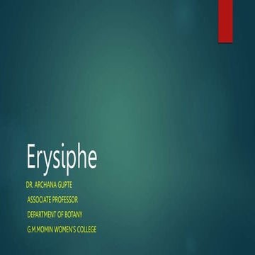 Erysiphe structure,reproduction and life cycle | PPTX