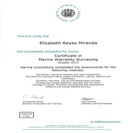 Certificate in Marine Warranty Surveying | PDF
