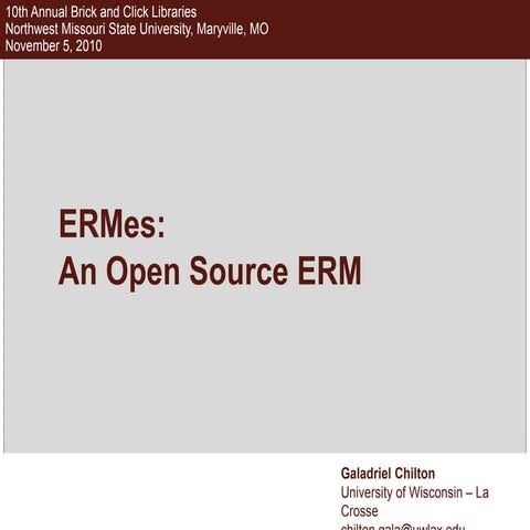 ERMes: An Open Source ERM (Speaker's Notes) | PDF