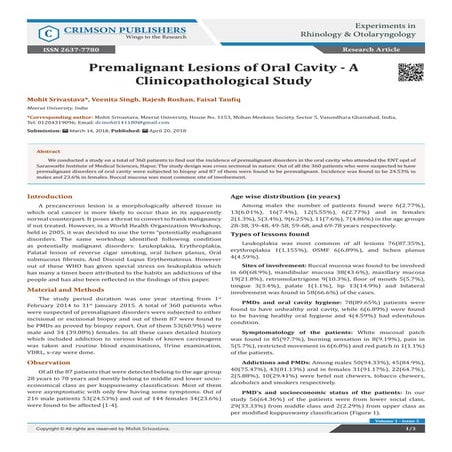 Oral Cancer Premalignant Lesions