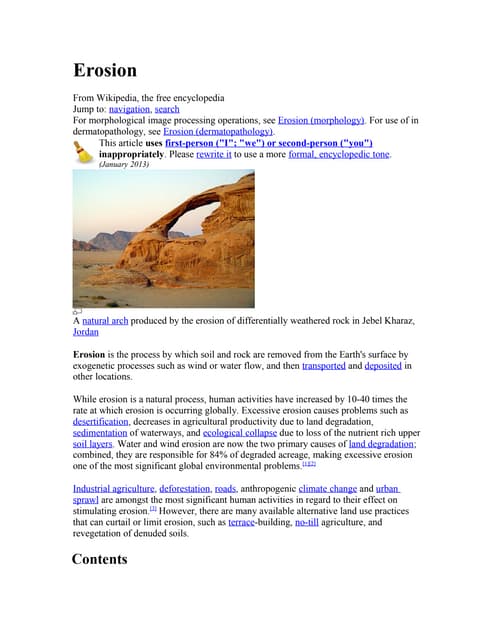 Impacts of Weathering and Erosion on Human Activities | PPTX