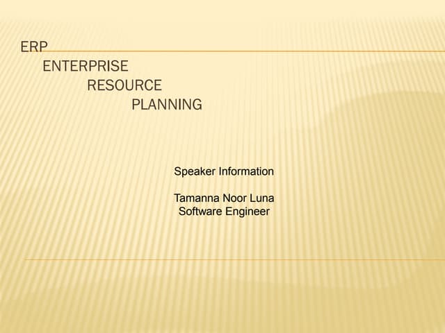 Enterprise Resource Planning | PPT